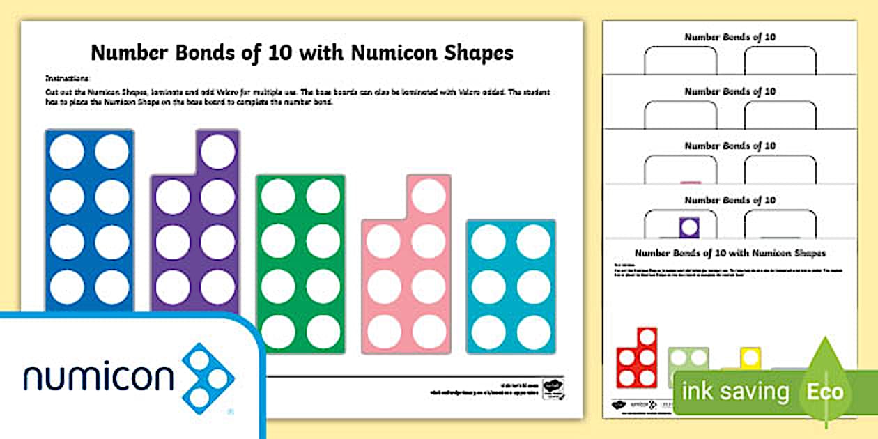 Number Bonds of 10 with Numicon Shapes Activity Pack